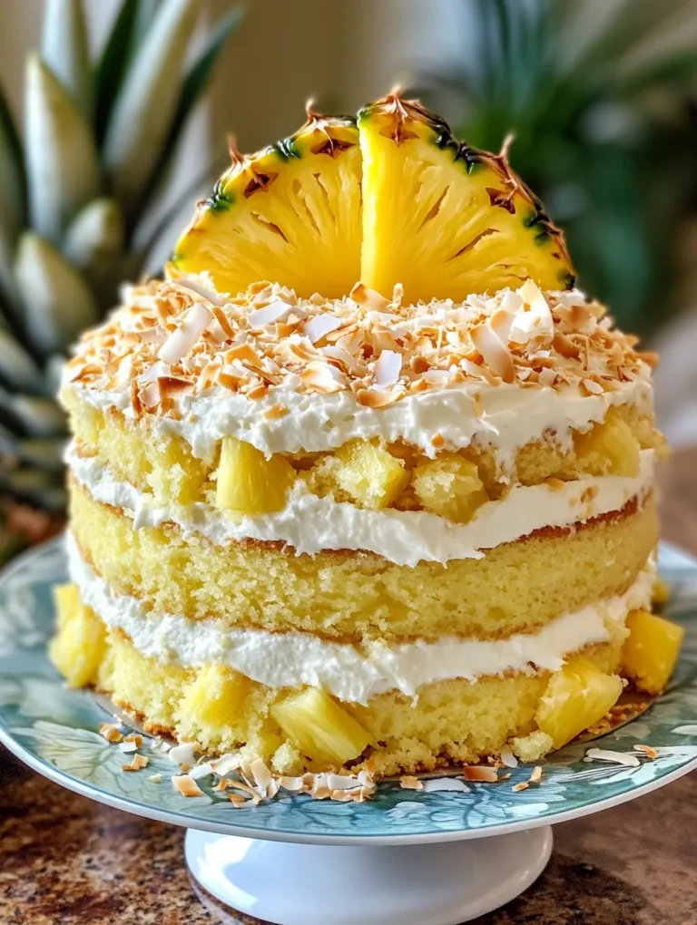 Tropical Paradise Pineapple Coconut Cake Recipe - Yeuen.com